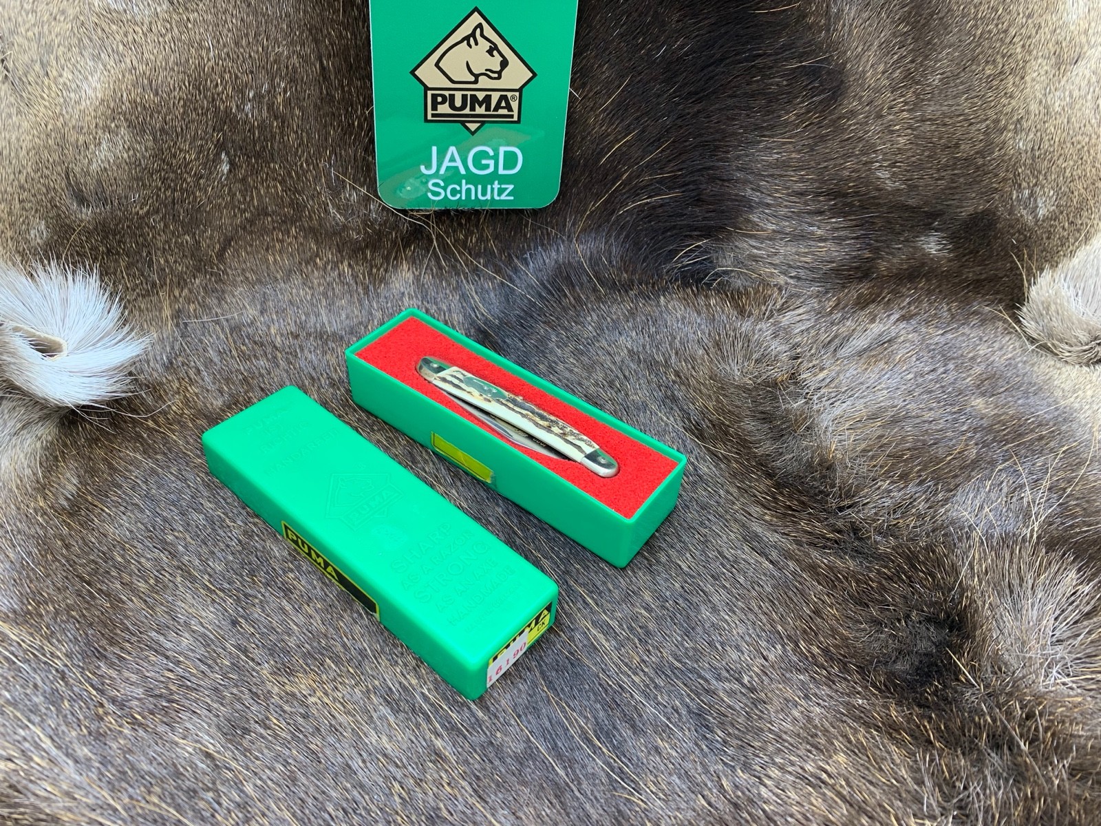 1974 75th Annv. Puma A G Russell Luger Knife Stag Handles Puma Box Mint ...