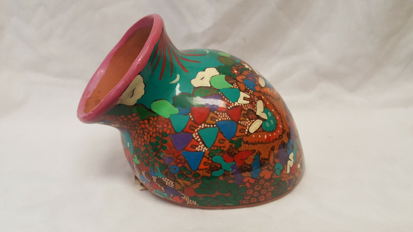 Mexican Folk Art Pottery - Wall Pocket Hanging Vase Southwest Design | eBay