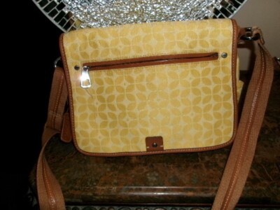 FOSSIL YELLOW MESSENGER BAG W/LEATHER TRIM | eBay