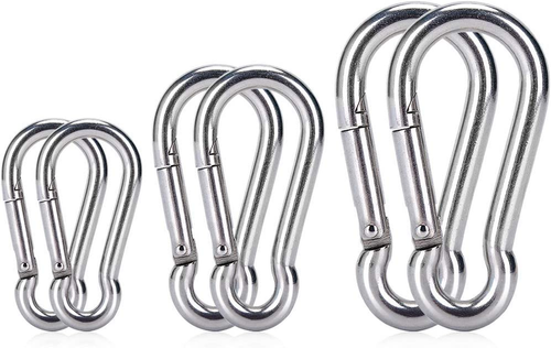 6PCS Spring Snap Hooks Carabiner- 304 Premium Stainless Steel Heavy ...