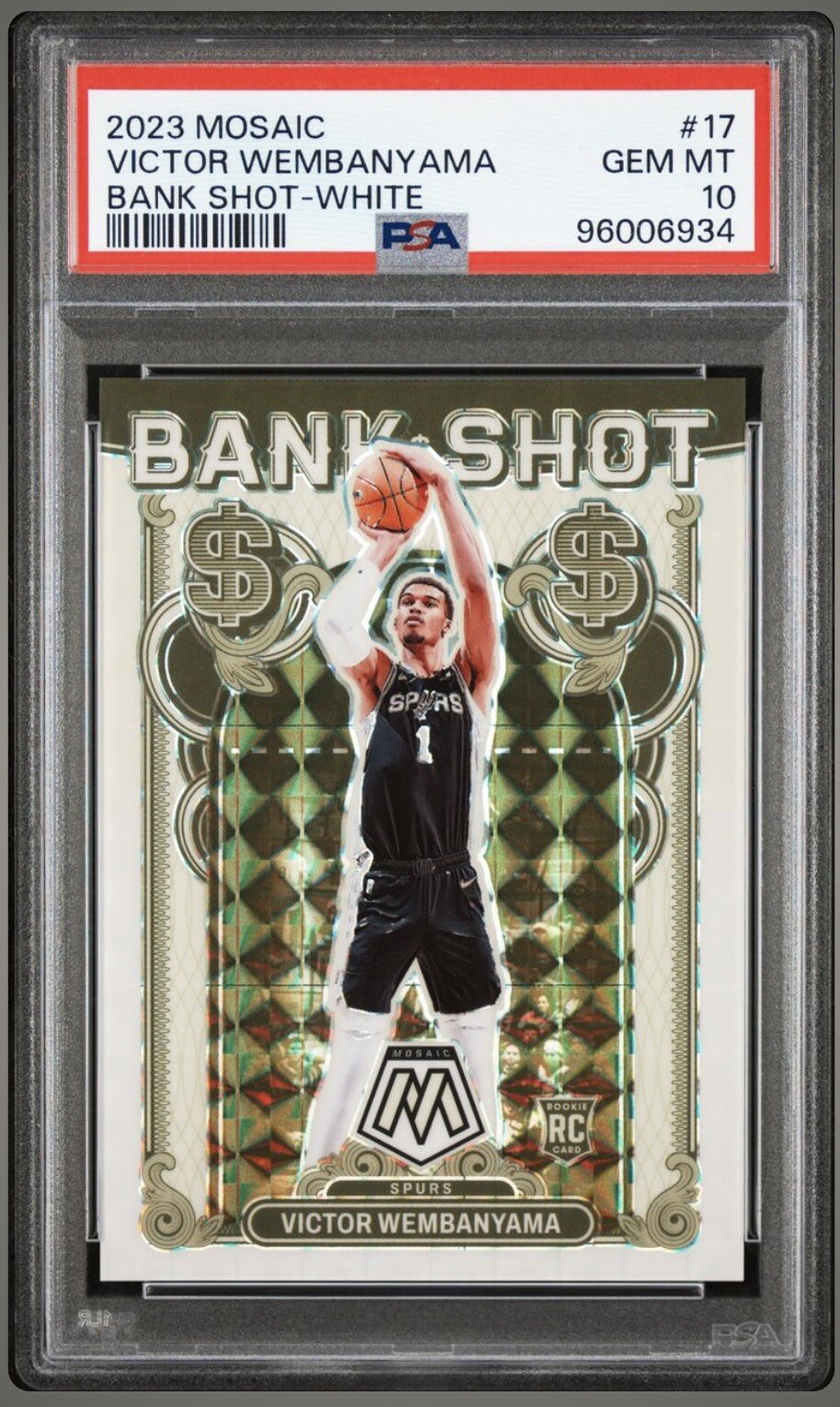 2023 PSA 10 Pop 1 Panini Mosaic Bank Shot #17 Victor Wembanyama White ...