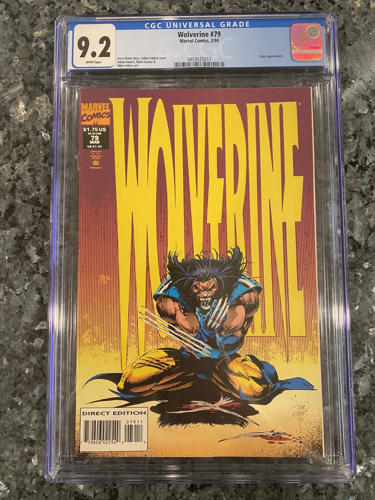 Wolverine #79 CGC 9.2 - Marvel Comics, 1994, Adam Kubert Cover, Cyber ...