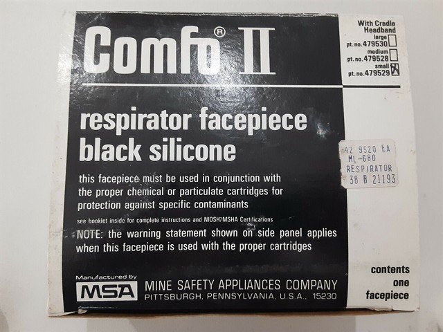 MSA Comfo II Respirator Facepiece Black Silicone Small 479529 for sale ...