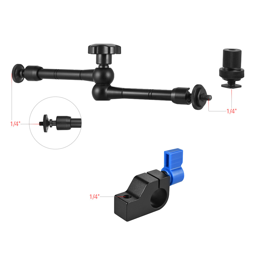 7" Articulating Friction Arm + 15mm Rod Clamp Mount for Camera Flash ...