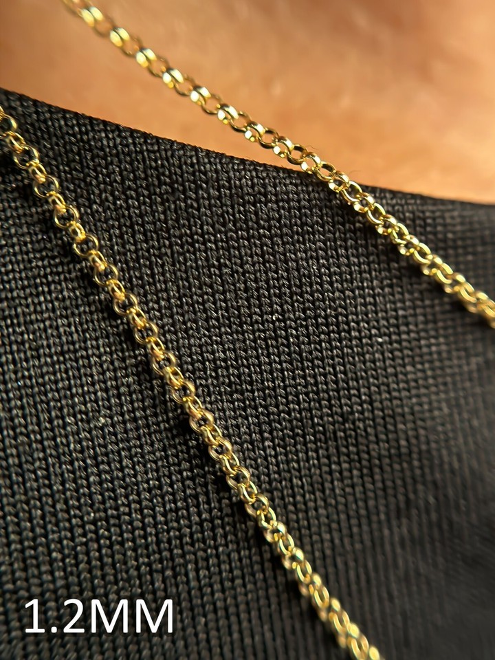 14k SOLID Gold Rolo Link 1.2mm 1.5mm 2mm Chain Curb Necklace 16" 18" 20 ...