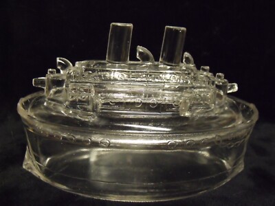 RARE ANTIQUE USS OREGON 6" EAPG GLASS COVERED CANDY JAR | eBay