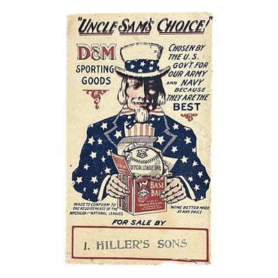 Antique c. 1920 Draper & Maynard Baseball Scorecard Uncle Sam Lucky Dog ...