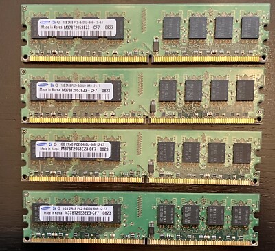 RAM 4GB total (4x 1GB Sticks). SAMSUNG 1GB PC2-6400, 240-pin ...
