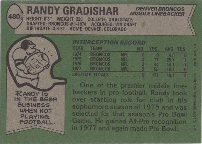 1978 Topps Randy Gradishar #480 for sale | eBay