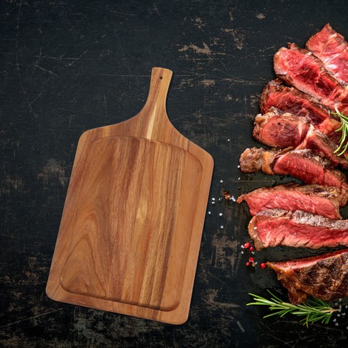 Steak Plate Pizza Bread Meat Serving Board Food Rectangle Wood Tray | eBay