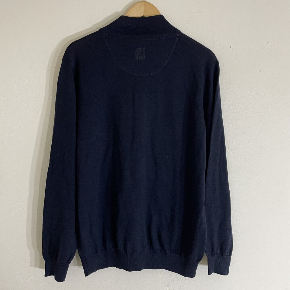 NWT Footjoy Merino 1/2 Zip Sweater FJ Golf Navy Blue Mens Tag Medium ...
