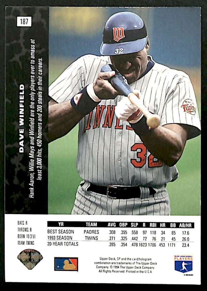 1994 SP #32 Dave Winfield Minnesota Twins | eBay
