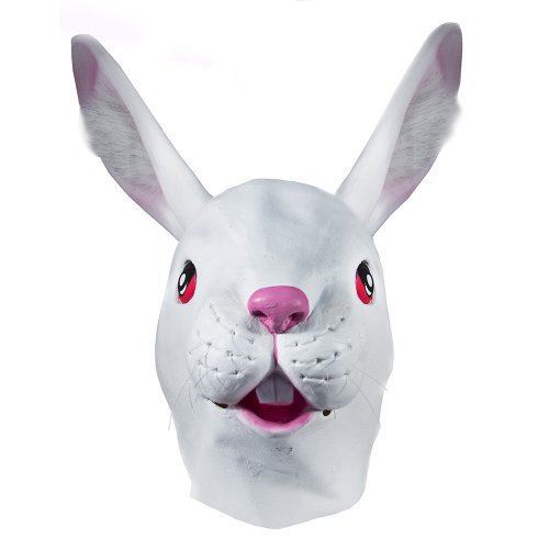 Bunny Rabbit Mask - Latex Rubber - White - Costume Accessory - Adult ...