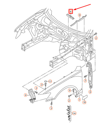 NEW AUDI A6 C7 4G LEFT SIDE FENDER PAD 4G0823721 ORIGINAL 4G0-823-721 ...