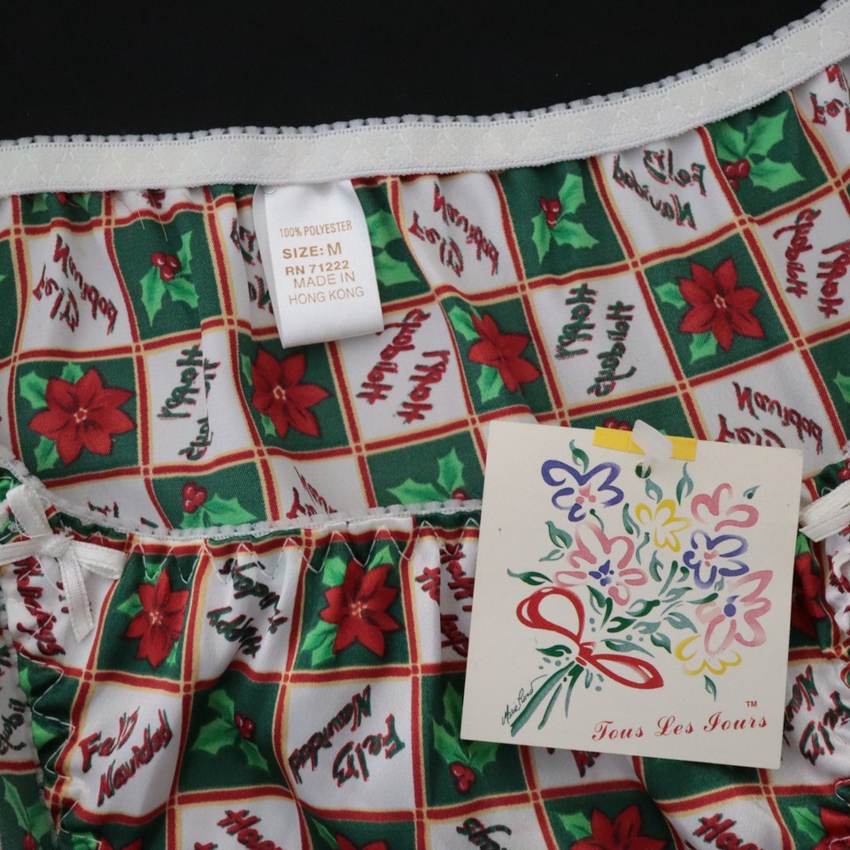 *ELASTIC* Sears TRUE VTG 90s X-Mas Polyester Satin String Bikini Panty ...