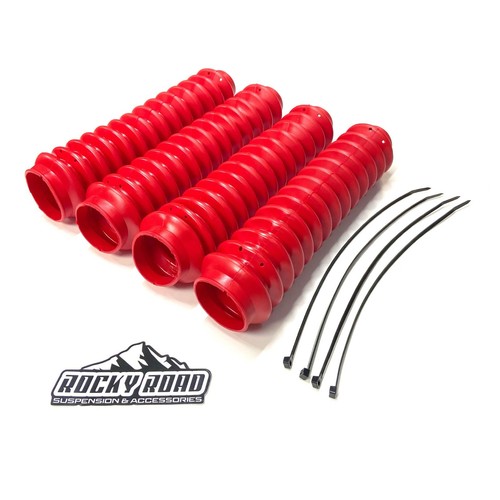Rocky Road RED Universal 2” x 11” Shock Absorber Dust Boots Covers (Set ...