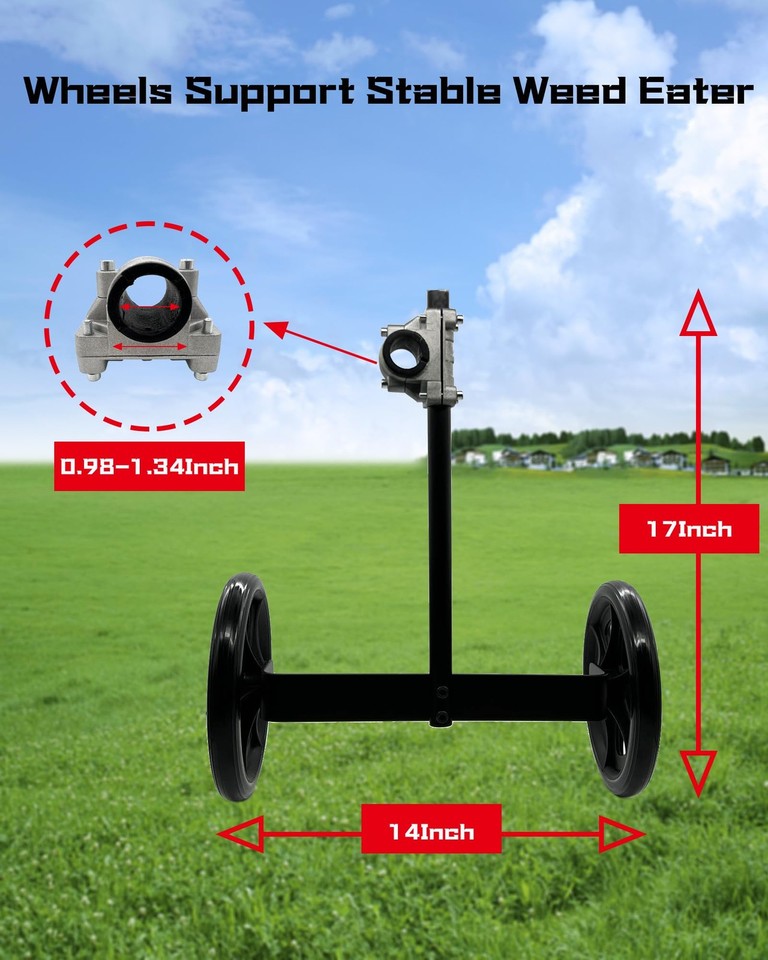 20" Adjustable String Trimmer Support Wheel w/ 0.98-1.34" Shaft for Gas ...