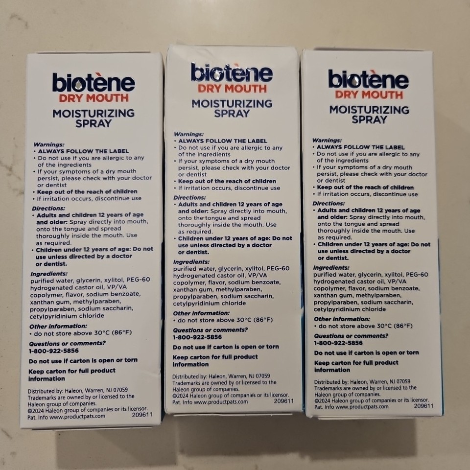 Biotene Dry Mouth Moisturizing Spray Alcohol Free Breath Freshener X3 ...