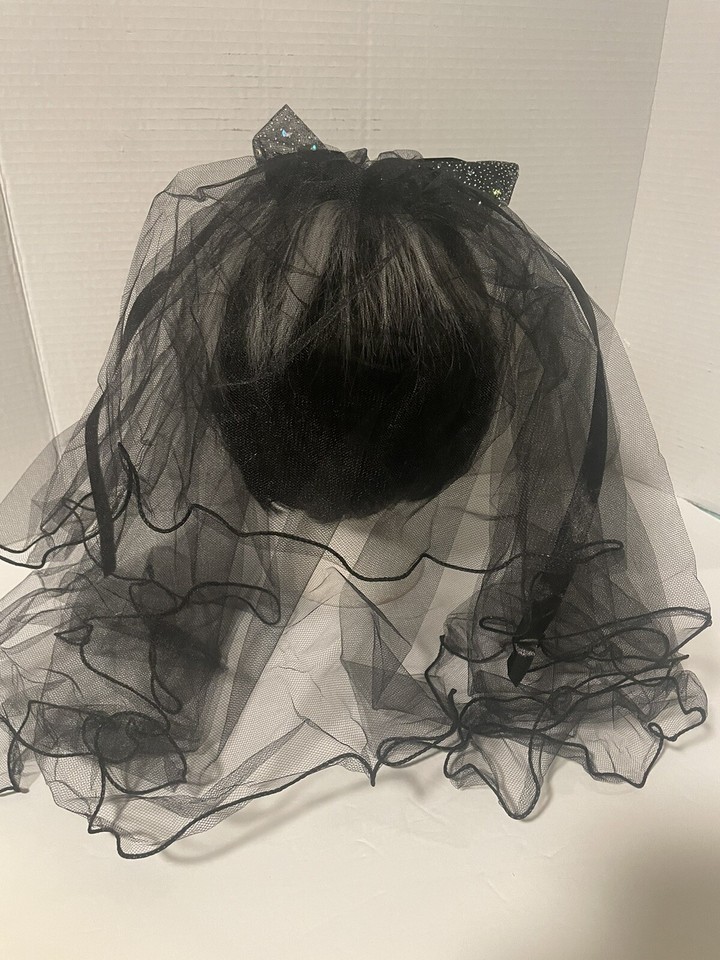 Cosplay Black Headwear Double Layer Veil Cosplay Black Veil Bride 18 ...