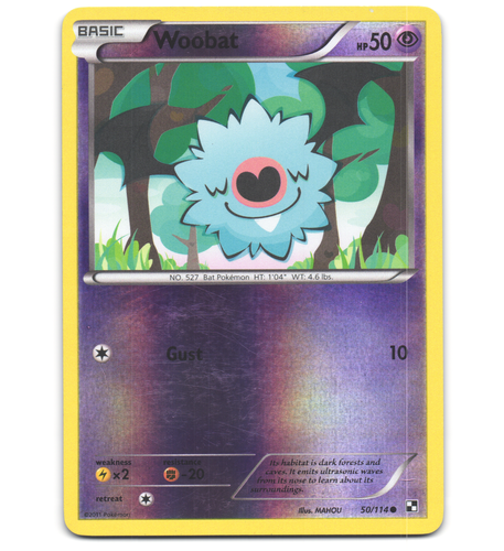 Pokemon 2011 Moderate Play Woobat Black & White REVERSE 50/114 Card | eBay