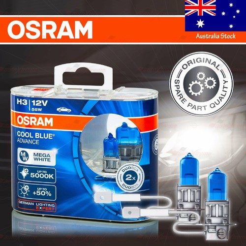 H3 453 OSRAM COOL BLUE ADVANCE Bulbs DuoBox +50% 5000K MEGA WHITE for ...