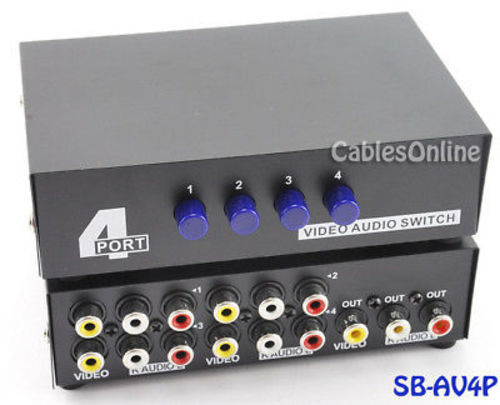4-Way RCA Composite Audio/Video Push-Button Switch Box, CablesOnline SB ...