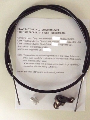 Ironhead Sportster Dry Clutch Heavy Duty Worm Lever Cable & Adjuster | eBay