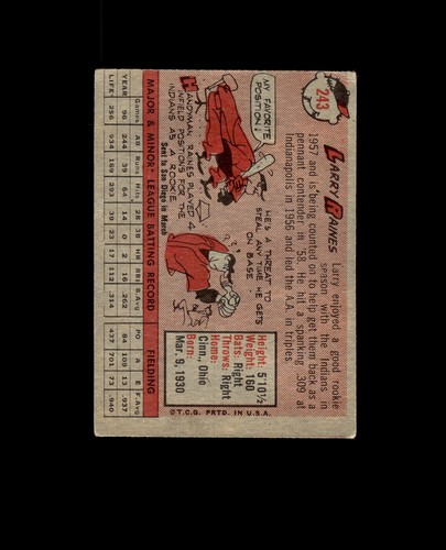 1958 Topps 243 Larry Raines RC POOR #D1,396411 | eBay