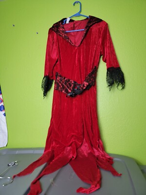 Goth Witch Costume Womens Red Gown Dress Vampire XL Red Seasonal ...