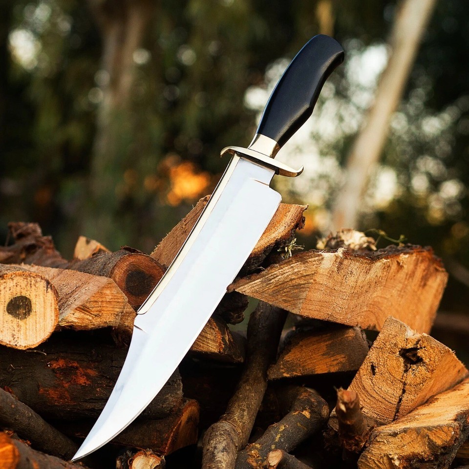 Large Hunting Knife Bowie Sharp Fixed Blade Camping Military Outdoor ...