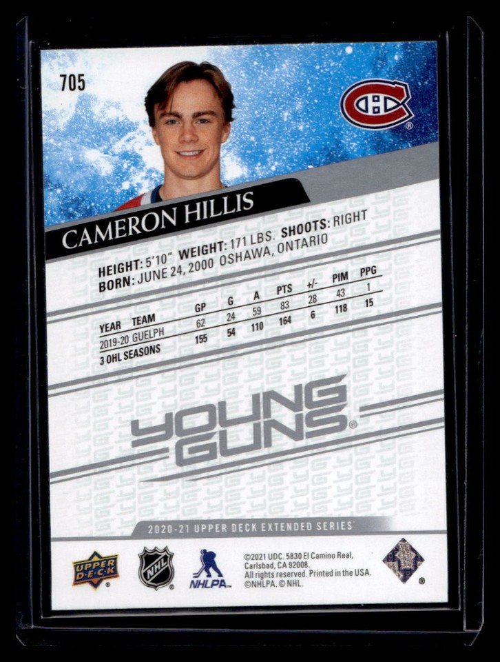 2020 UD Cameron Hillis Young Guns #705 Montreal Canadiens | eBay