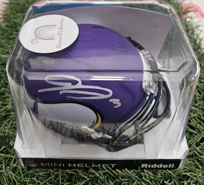 Jordan Addison Autographed Minnesota Vikings Speed Mini Helmet Beckett ...