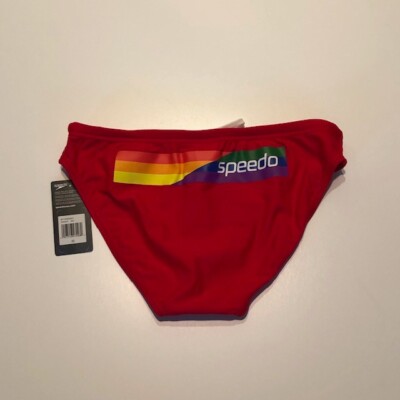 BNWT Mens Red PRIDE Speedo Solar Swim Brief Size 32 | eBay