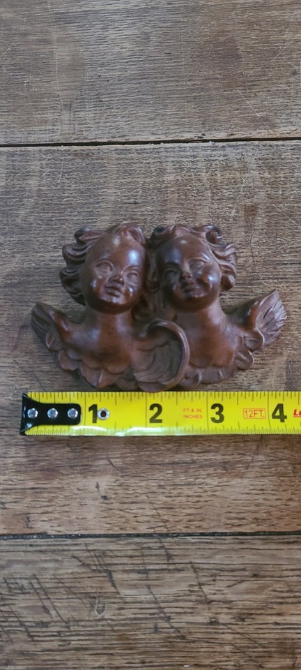 Antique 19th C. Wooden Hand Carved Cherub Putto Angels Heads Wings Wall ...