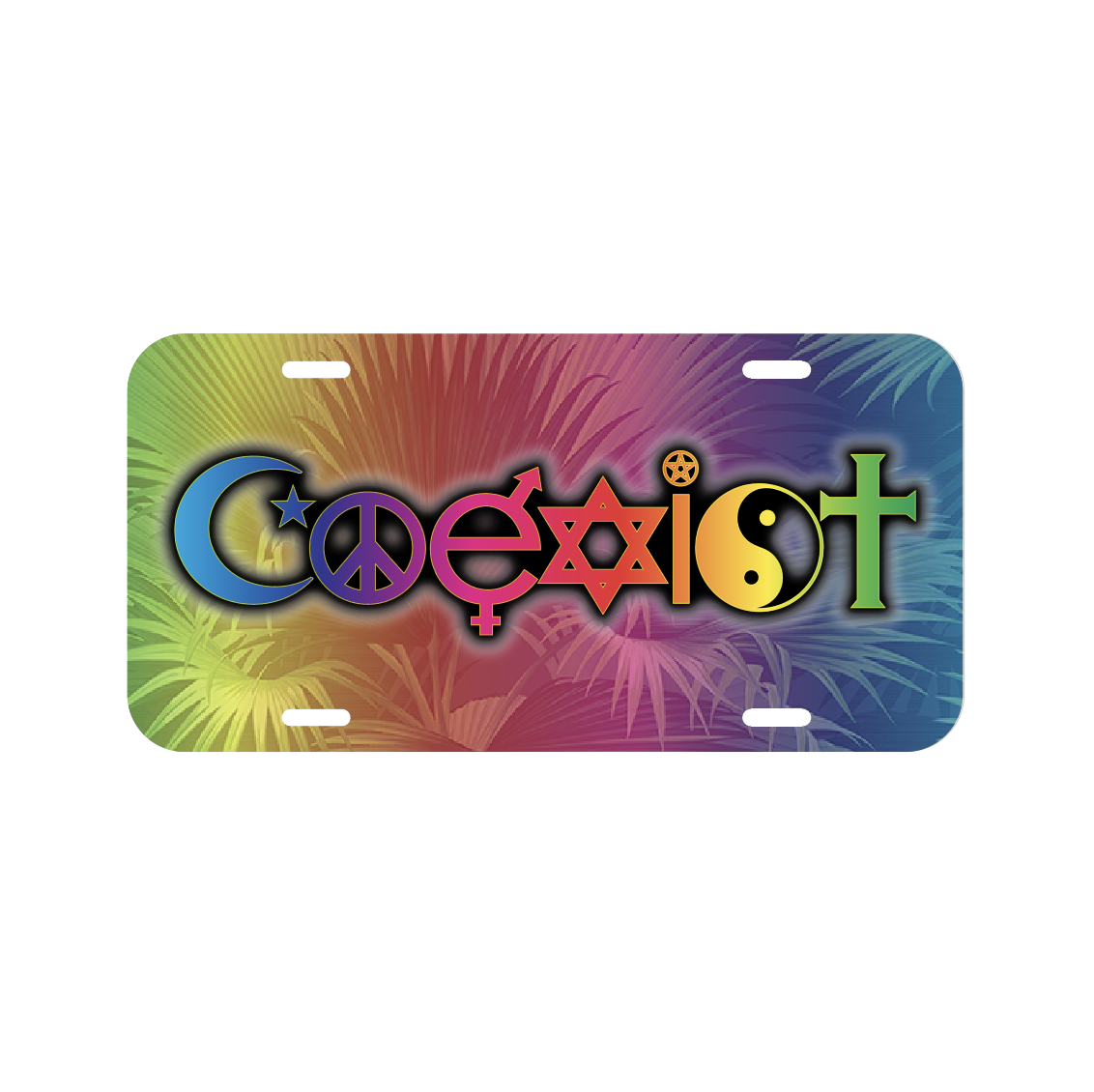 Coexist Rainbow Peace Harmony Joy Love Vehicle License Plate Auto Car ...