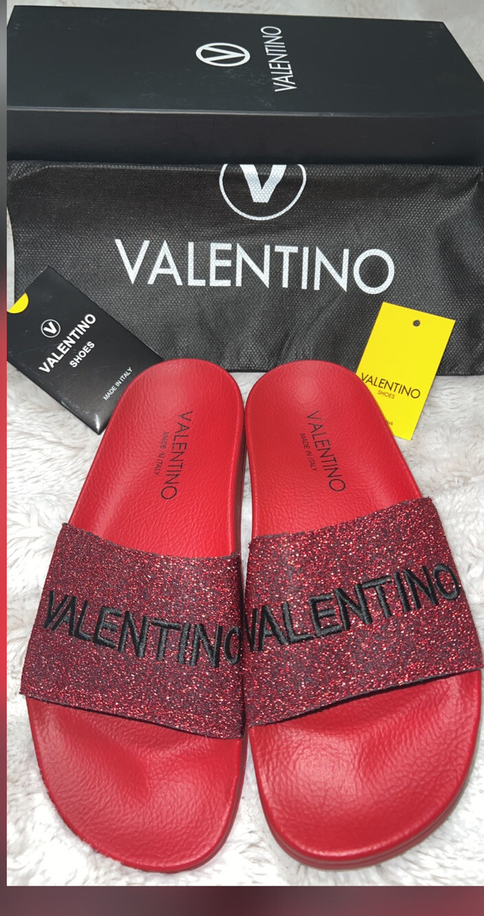 New Designer Valentino Ruby Red slides Sandals Slippers 8 Women | eBay