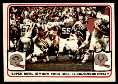 1976 Fleer Team Action Stickers Super Bowl III #59 JETS COLTS no ...