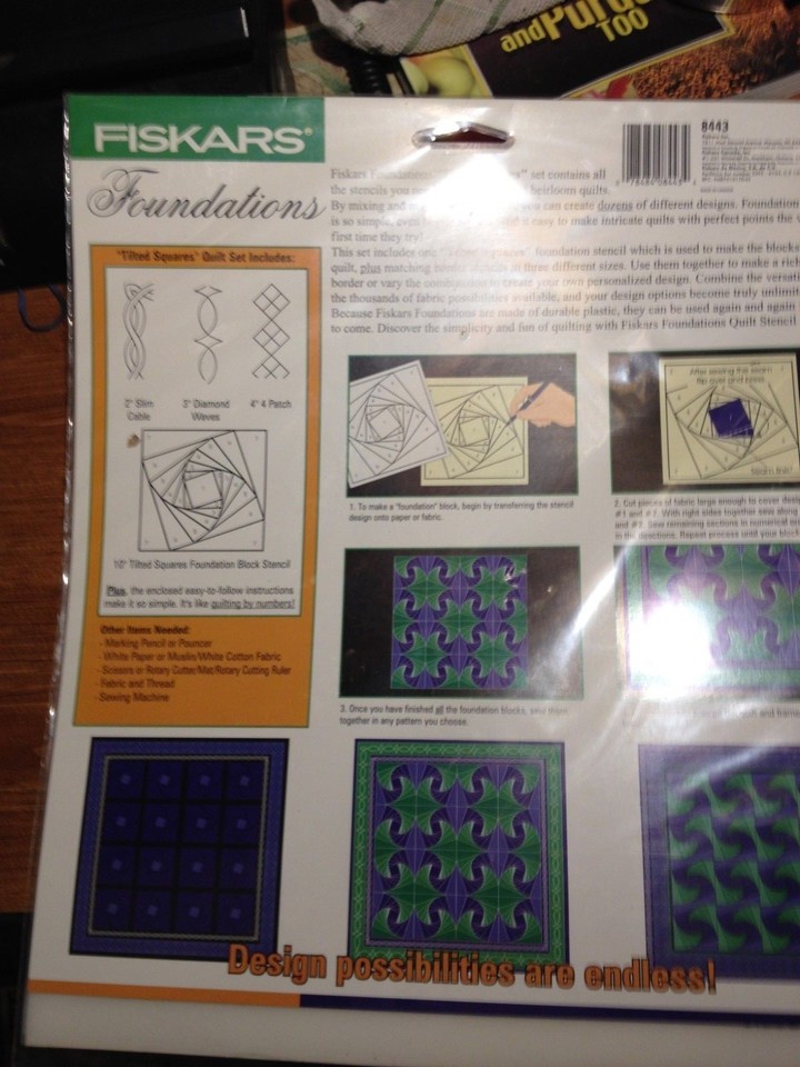 New Fiskars Foundations TILTED SQUARES Complete Quilt Stencil Set #8443 ...