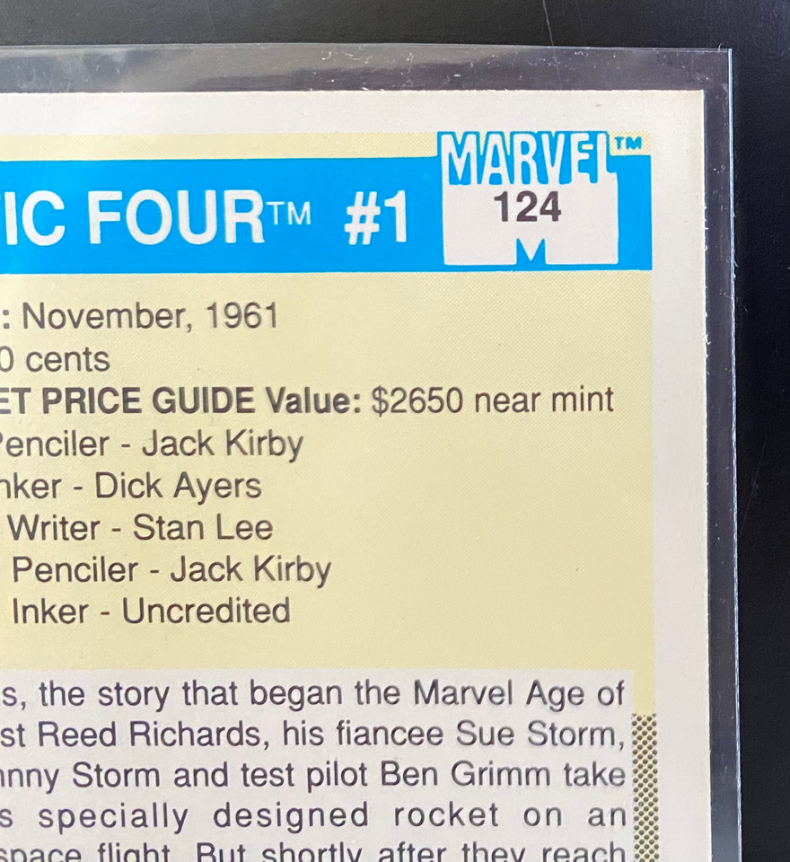 Key 1990 Marvel Universe Fantastic Four #1 MVC Most Valuable Comics ...