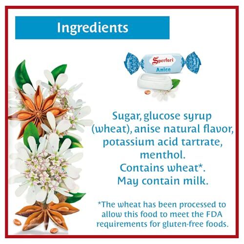 Sperlari Anise Hard Candy Bag, 200g Individually Wrapped Italian Sweets ...