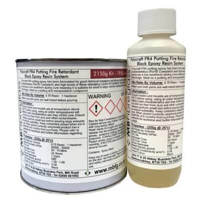 Polycraft FR4 Potting Fire Retardant Black Epoxy Resin System - 2150g ...