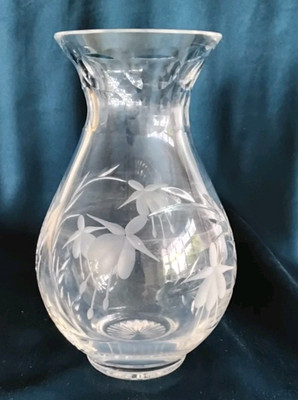 Stuart Crystal Glass Vase Cascade Pattern Floral Etched Small 6 Inches ...