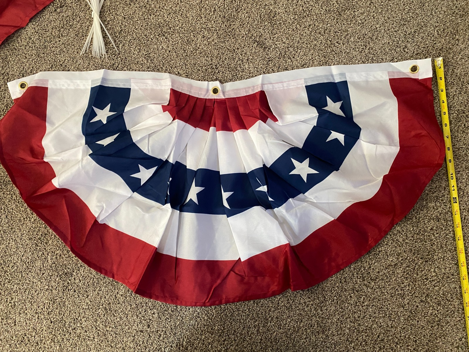 8 pack USA Pleated Fan Flags 1.5x3 Feet Zip Ties Bunting Flags Half Fan ...