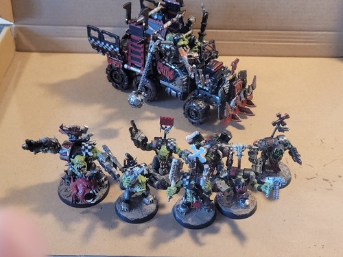 Painted Goff Ork Nobz , Warboss W / Attack Squig And Trukk | eBay