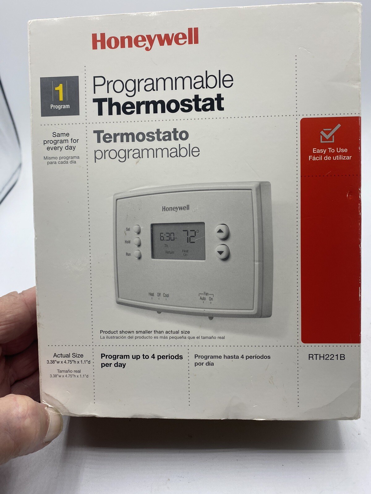 Honeywell RTH221B Basic 7-Day Programmable Thermostat New Open Box ...