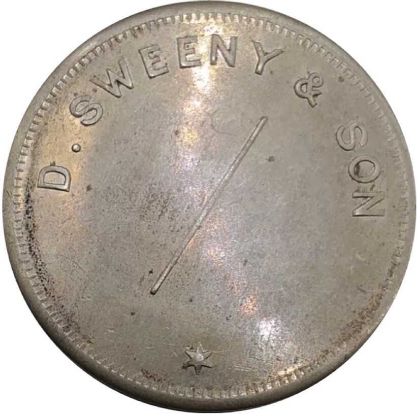 (1850's) New York NY 850gs Shilling Sign Sweeny's Hotel Merchant Token ...