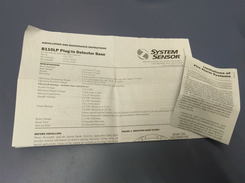 System Sensor B110LP Smoke Detector Base 2 Wire for sale online | eBay