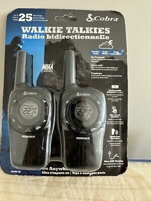 Cobra Two-Way Walkie Talkies SH360BK 25 Mile Range Built-in Weather ...