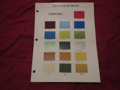 1972 FORD MUSTANG DEALER ALBUM SALESMANS COLOR AND TRIM GUIDE SHEET ...