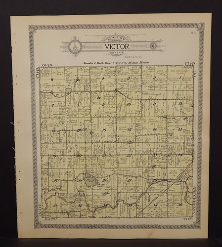 Michigan Clinton County Map Victor Township 1915 K17#71 | eBay